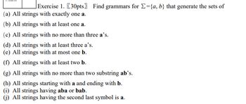 Answered A All Strings With Exactly One A B All Strings With At Least One A C All