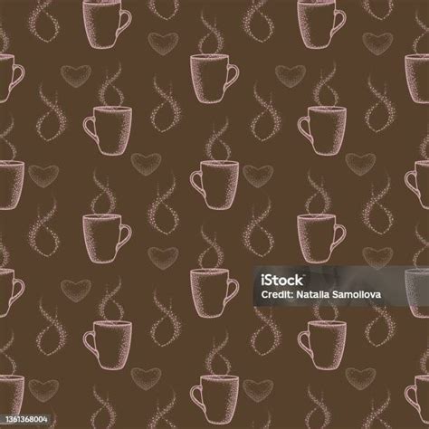 모노크롬 핑크 무늬 핫 드링크컵 브라운 초콜릿 배경에 섬세한 매끄러운 패턴 0명에 대한 스톡 벡터 아트 및 기타 이미지 0명 그릇 깨끗한 Istock