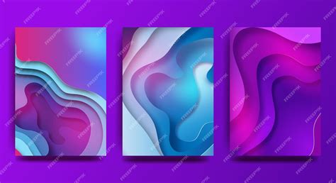 A4 추상 컬러 3d 종이 그림 세트 대비 색상 밝은 그라디언트 프레 젠 테이 션 배너 전단지 포스터 및 초대장 벡터에 대 한 벡터 디자인 레이아웃 프리미엄 벡터