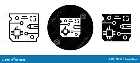 Pcb Outline Icon Collection Or Set Pcb Thin Vector Line Art Stock