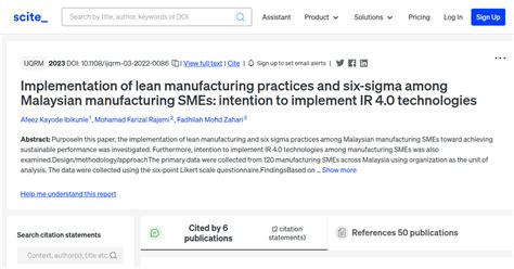 Implementation Of Lean Manufacturing Practices And Six Sigma Among Malaysian Manufacturing Smes