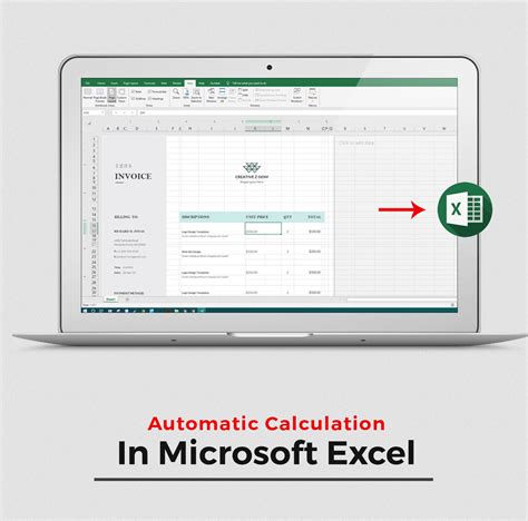 Invoice Template MS Excel Auto Calculation Features Etsy