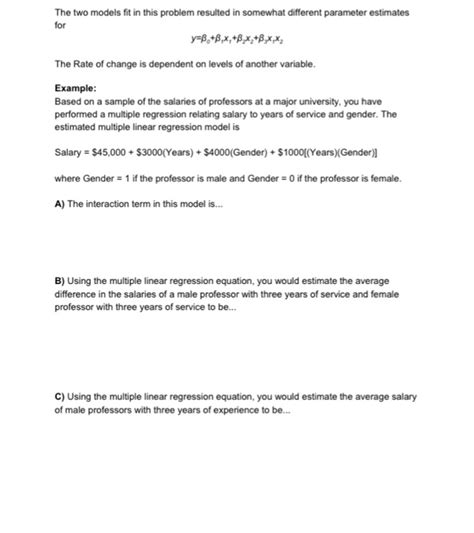 Solved The Two Models Fit In This Problem Resulted In Chegg Com