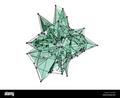 Abstract 3d Rendering Of Chaotic Plexus Surface White Background With Futuristic Polygonal