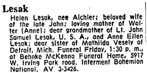 Helen Lisak Desconhecido 1963 Memorial Find A Grave