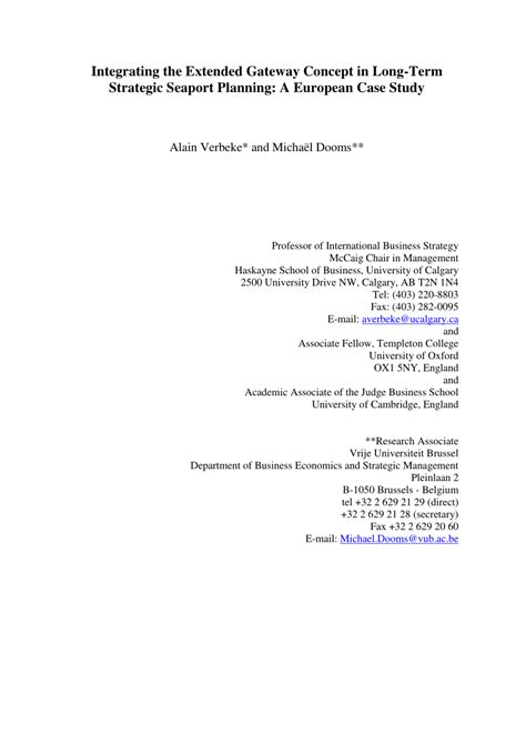 Pdf An Integrative Framework For Long Term Strategic Seaport Planning An Application To The