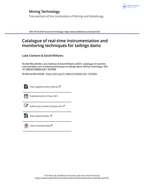 Pdf Catalogue Of Real Time Instrumentation And Monitoring Techniques