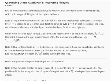 Solved Q8 Padding Oracle Attack Part 8 Recovering All Bytes