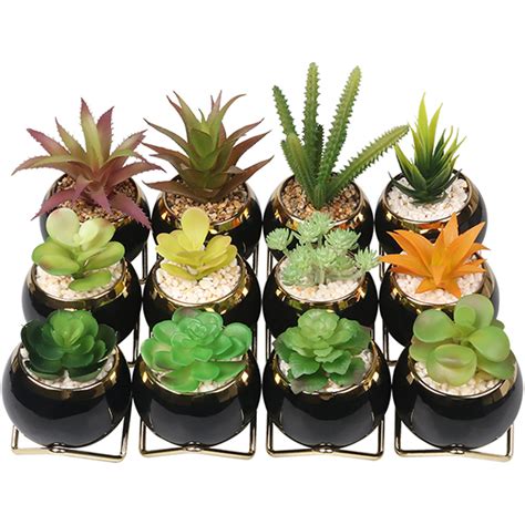 仿真多肉植物迷你盆景搭配陶瓷花盆酒店办公家居装饰 ES1280A 浙江壹尚仿真植物有限公司