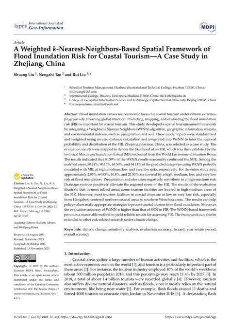 Pdf A Weighted K Nearest Neighbors Based Spatial Framework Of Flood