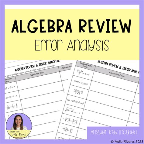 Algebra Review Error Analysis Worksheet Made By Teachers
