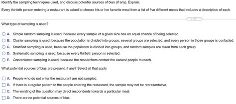 Solved Identify The Sampling Techniques Used And Discuss Chegg Com