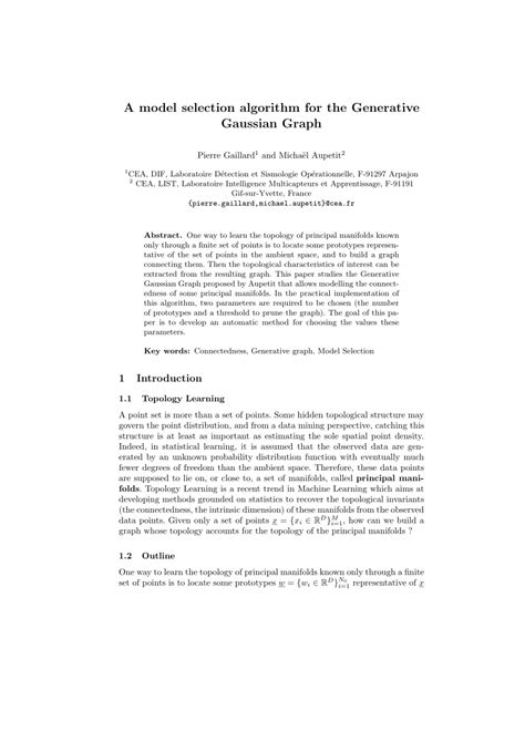 Pdf A Model Selection Algorithm For The Generative Gaussian Graph