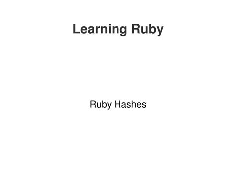 Ppt Learning Ruby Powerpoint Presentation Free Download Id1774311