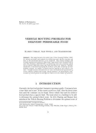 Vehicle Routing Problem For Delivery Perishable Food