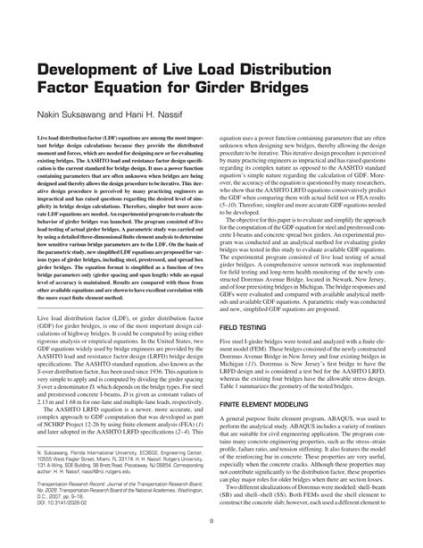 Pdf Development Of Live Load Distribution Factor Equation For Girder Bridges