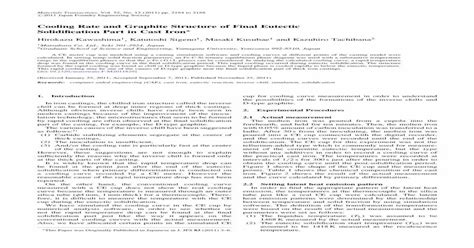 Pdf Cooling Rate And Graphite Structure Of Final Eutectic