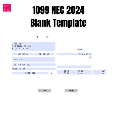 NEC Editable PDF Fillable Template With Print And Clear Buttons Courier Font Etsy
