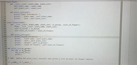 Solved The Code Must State Plant Information Not Just