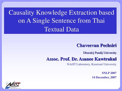 Ppt Causality Knowledge Extraction Based On A Single Sentence From Thai Textual Data
