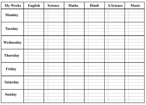 Blank Class Schedule Template Example Bogiolo