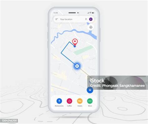 모바일지도 Gps 네비게이션 응용 프로그램 스마트 폰지도 응용 프로그램과 빨간 핀 포인트 화면 응용 프로그램 검색지도 탐색 기술