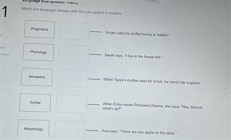 solved 1match the language mistake with the rule system it