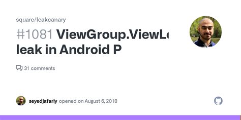 Viewgroup Viewlocationholder Leak In Android P · Issue 1081 · Square Leakcanary · Github