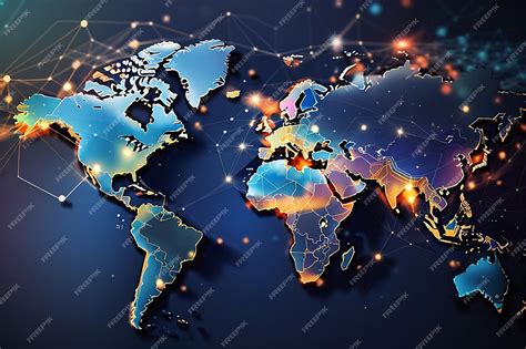 Premium Photo Global Network Connection World Map Abstract Technology Background
