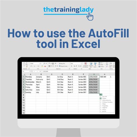 How To Use The Autofill Tool In Excel The Training Lady