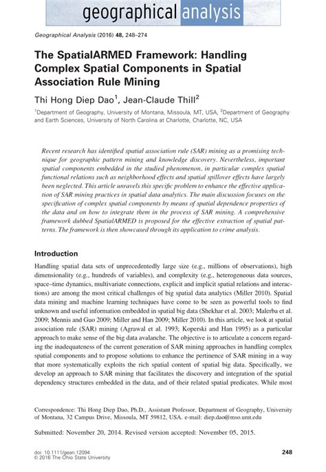 Pdf The Spatialarmed Framework Handling Complex Spatial Components In Spatial Association