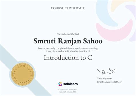 Smruti Ranjan Sahoo On Linkedin Cprogramming Certification Learning Sololearn Techjourney