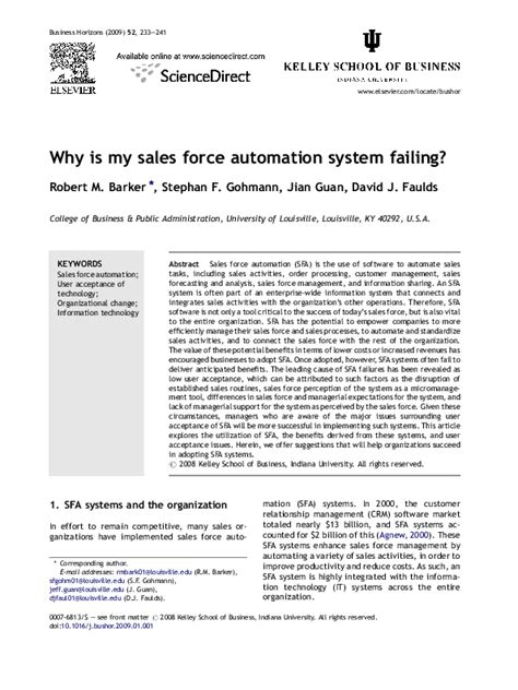 Pdf Why Is My Sales Force Automation System Failing