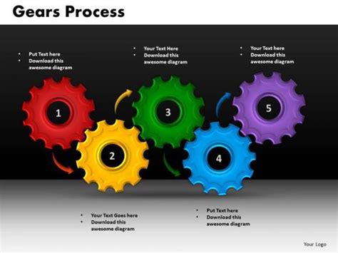 Business Circular Charts PowerPoint Templates Business Gears Process Ppt Slides