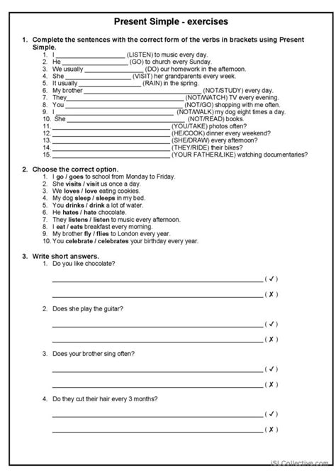 Present Simple Exercises General G… English Esl Worksheets Pdf And Doc