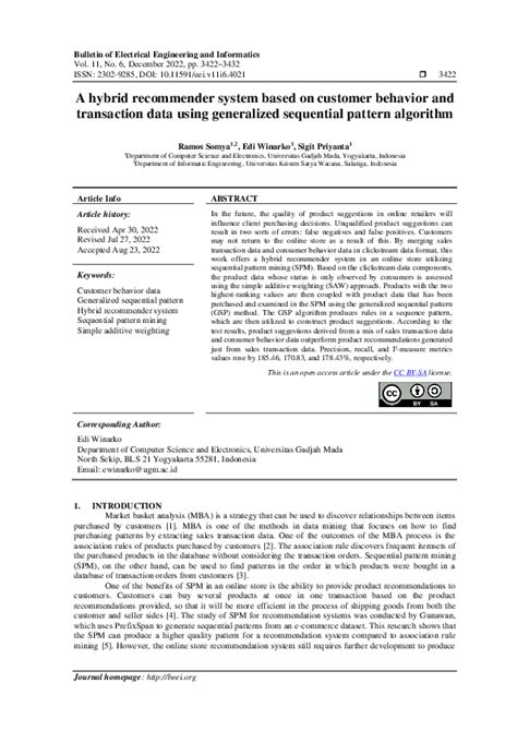 Pdf A Hybrid Recommender System Based On Customer Behavior And