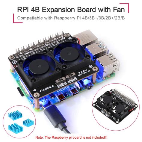 Makerfocus Raspberry Pi 4b Gpio Expansion Board With Dual Fan