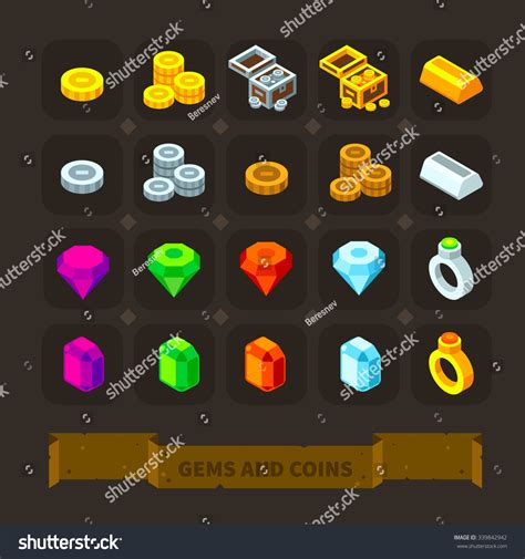 판타지 게임 아이콘 세트보석금화 은화 보물상자 스톡 벡터로열티 프리 339842942 Shutterstock