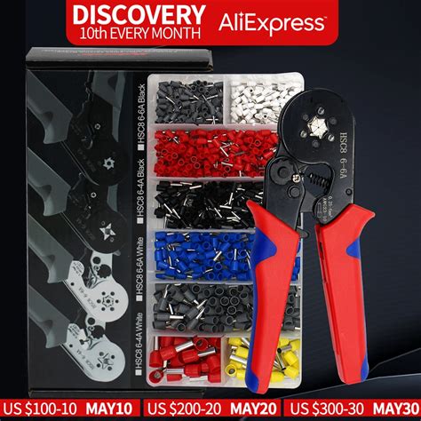 관형 터미널 압착 펜치 Hsc8 6 4a，엔드 슬리브 페룰 크림핑 도구，자체 조절식 Awg23 7025 10 Mm2 사각 래칫 와이어 크림핑 플라이어，크림퍼 와이어 미니