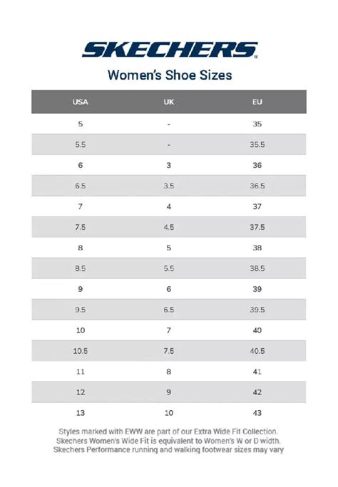 Skechers Size Conversion Chart