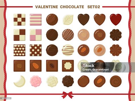 다양한 모양과 색상의 초콜릿 사탕의 벡터 일러스트 레이 션입니다 개체 그룹에 대한 스톡 벡터 아트 및 기타 이미지 개체 그룹 귀여운 달콤한 음식 Istock