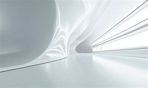 Futuristic Interior Design Smooth White Surfaces Flowing Lines Bright