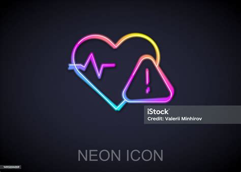 검은 색 배경에 격리 된 빛나는 네온 라인 심박수 아이콘 하트 비트 기호 심장 펄스 아이콘 심장 그람 아이콘 벡터 건강 진단에 대한 스톡 벡터 아트 및 기타 이미지 Istock