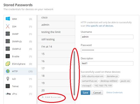what is the max amount of users accounts in stored passwords device