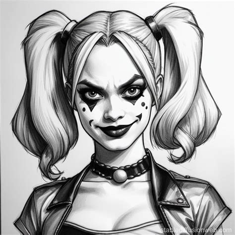 Harley Quinn Sketch Instruction Stable Diffusion Online