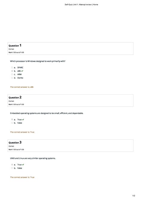 Self Quiz Unit 1 Attempt Review Home 2 Self Quiz Unit 1 Attempt