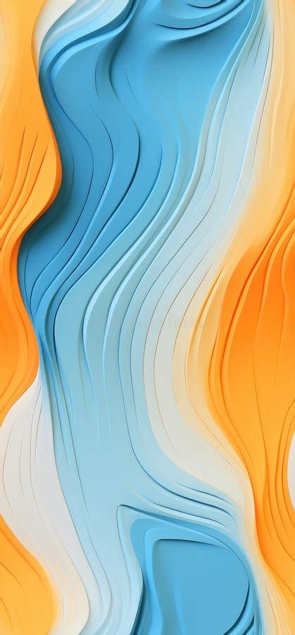 Radiant Waves Of Orange Yellow And Blue Waves Bold Graphic Illustration Generative Ai Stock