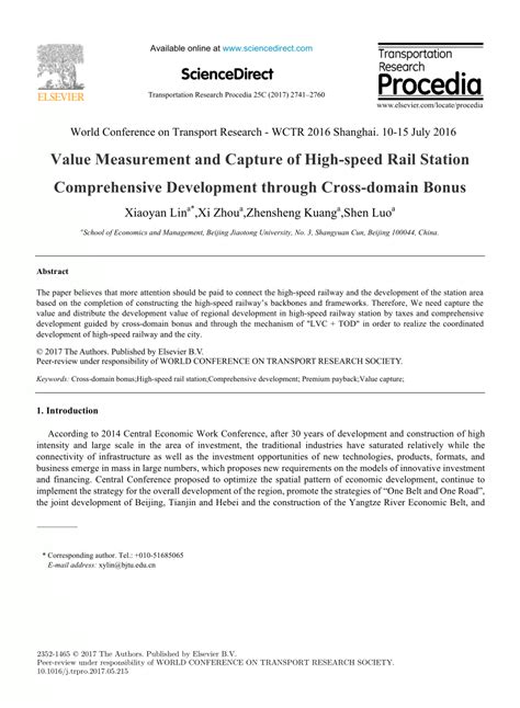 Pdf Value Measurement And Capture Of High Speed Rail Station