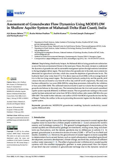 Pdf Assessment Of Groundwater Flow Dynamics Using Modflow In Shallow Aquifer System Of