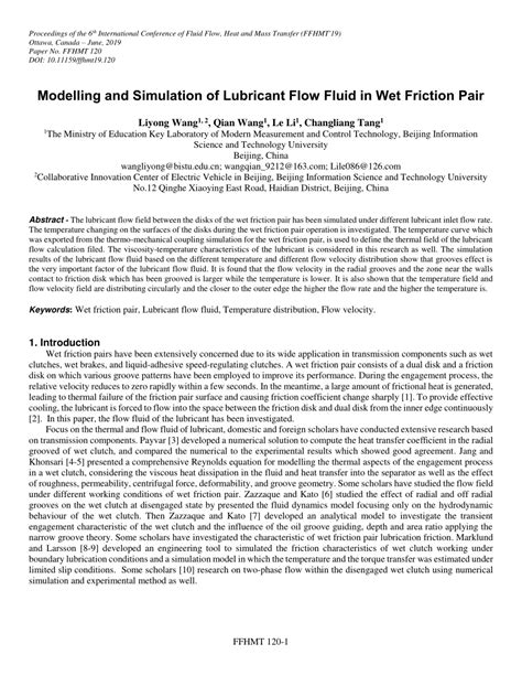 PDF Modelling And Simulation Of Lubricant Flow Fluid In Wet Friction Pair